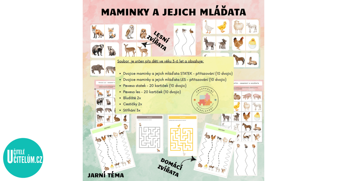 Maminky a jejich mláďata - Grafomotorika | UčiteléUčitelům.cz